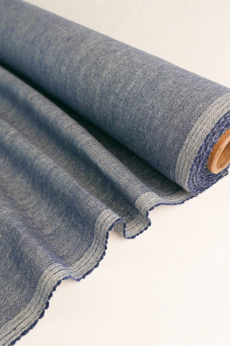 Wilma - Wool Linen Basket Weave | Prussian Blue (LAST CUT - 2.4M ...