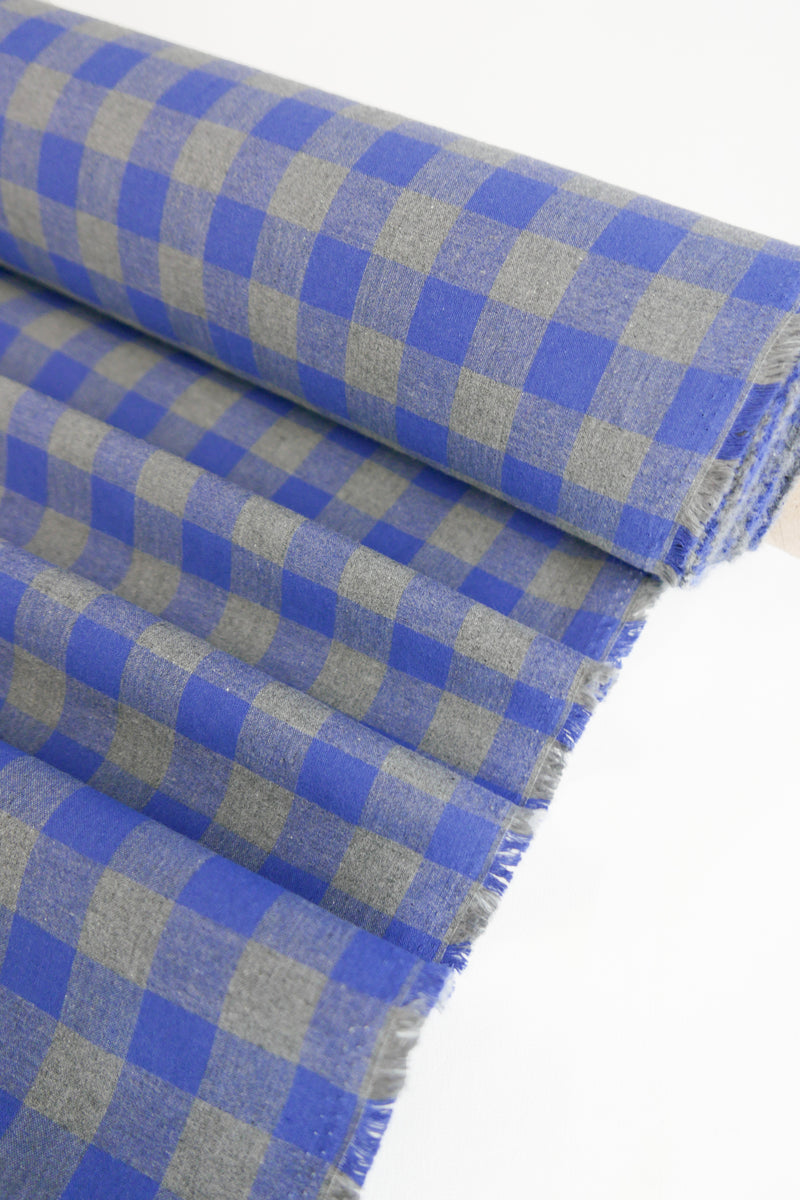 Buffalo Check - Linen Cotton | Stone Blue – Drapers Fabrics