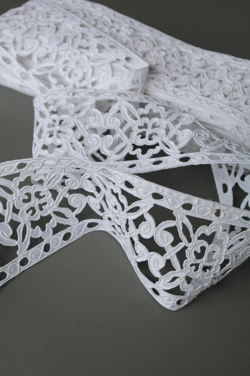 #1 Archival Venetian Insertion Lace - 8.5cm | White – Drapers Fabrics